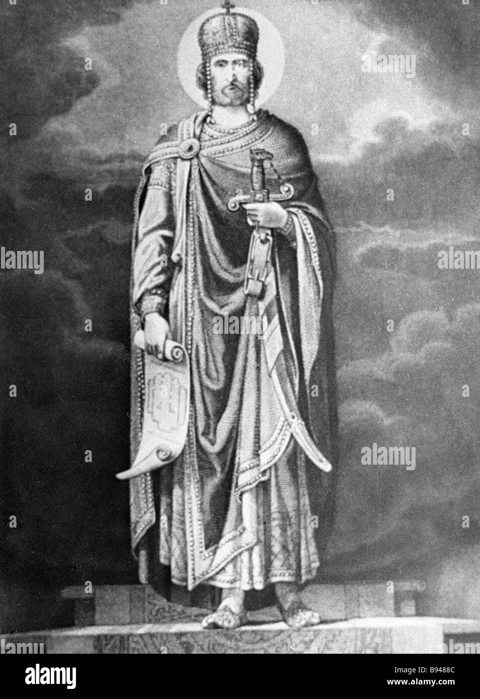 Reproduction of eleventh twelfth century icon Tsar David the Builder ...