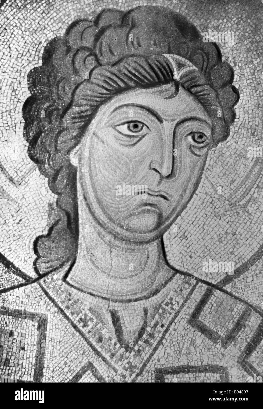 Mosaic head of archangel Mikhail at the Gelat monastery Stock Photo - Alamy