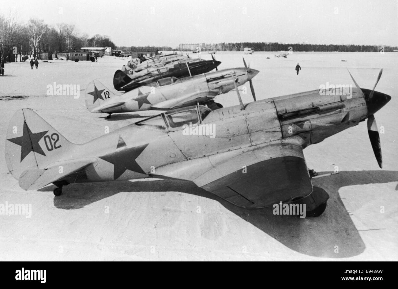 LAGG fighters on an aerodrome outside wartime Moscow Stock Photo - Alamy