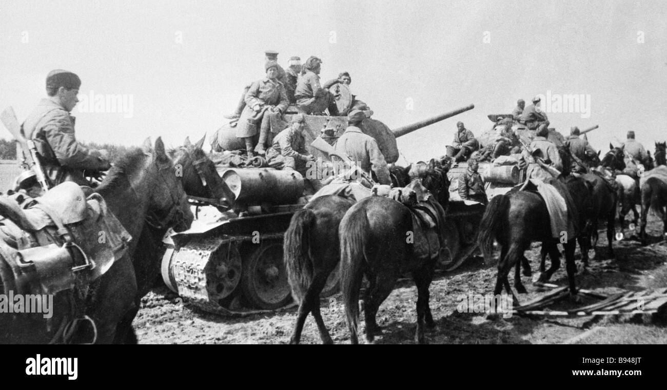 A column of Soviet soldiers moving along the Brno Prague highway Stock ...