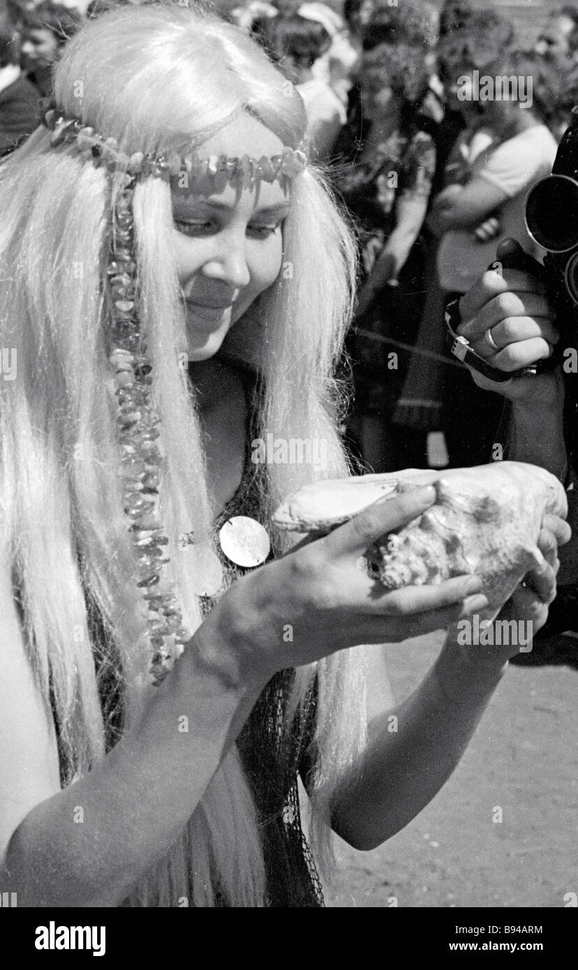 An amber mermaid is a traditional personage of Neptune festivals Stock ...