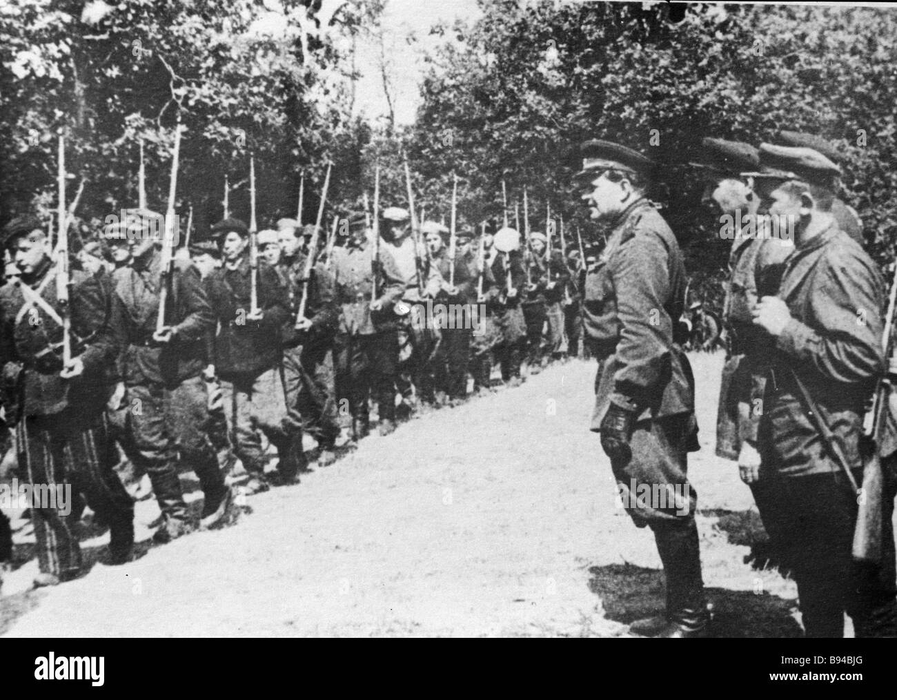 Major General Vasily Korzh third from right watching a Polish partisan ...