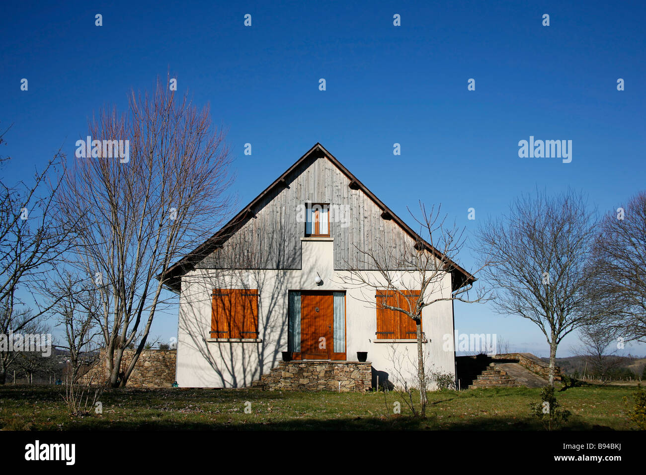 Traditional house in garden in the middle of the countryside Stock ...
