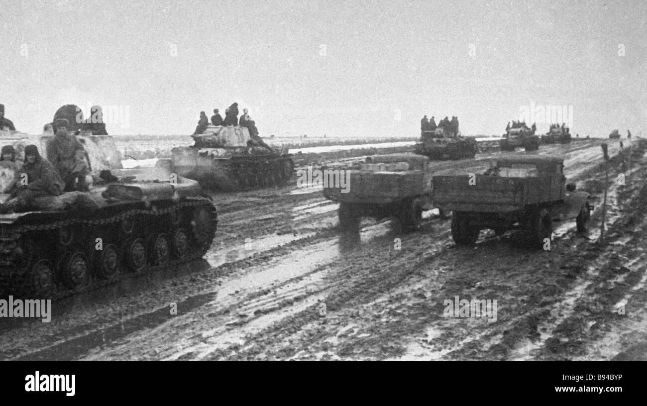 The 5th independent armor regiment of the 8th army advancing to new ...