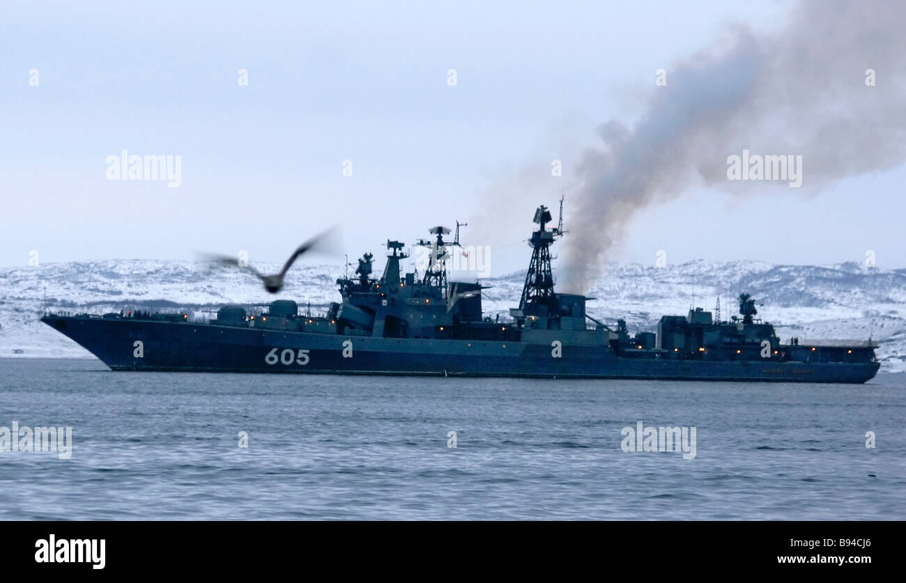 The Admiral Chabanenko anti submarine warfare ship returning to base at ...