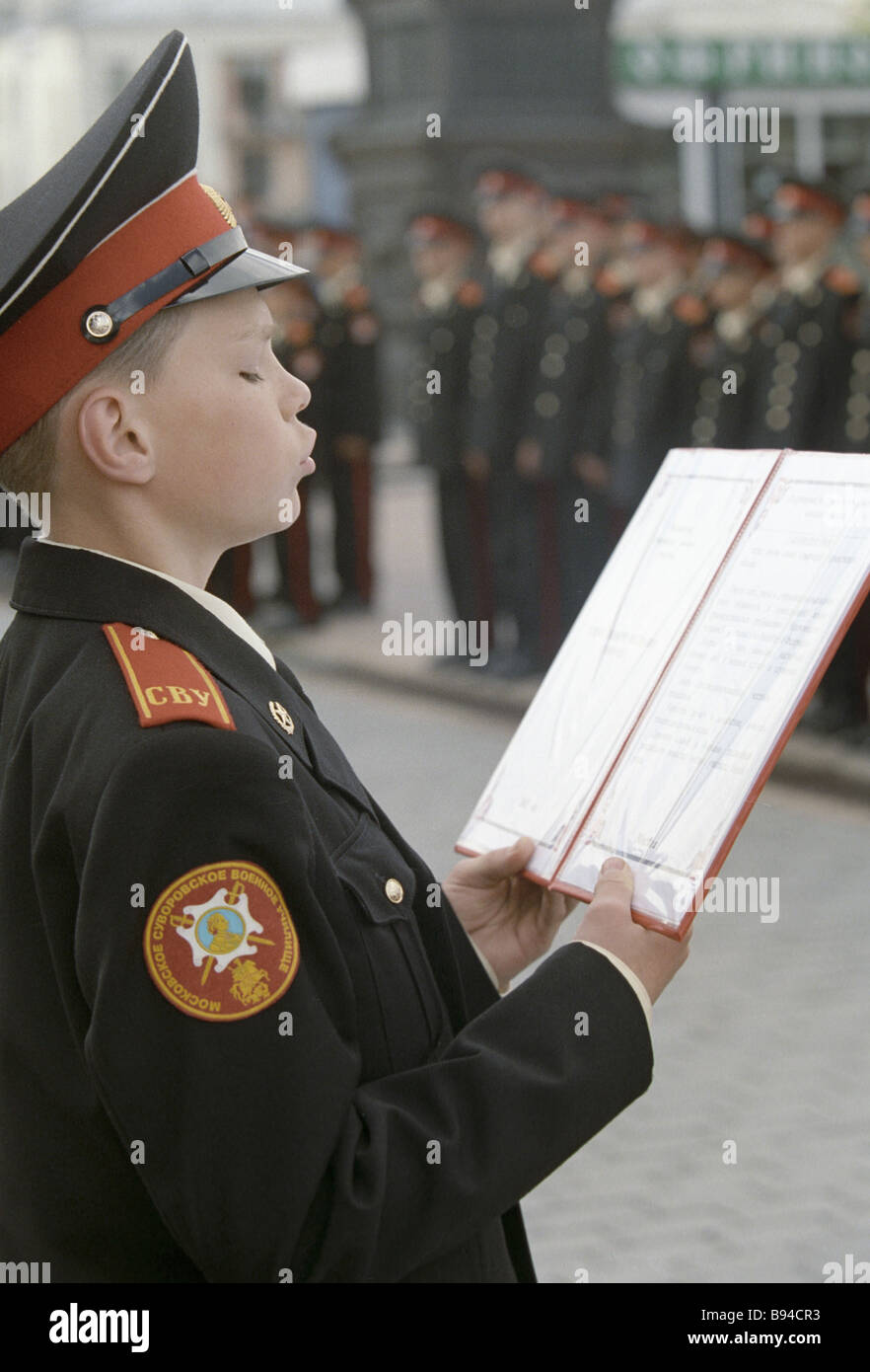 A Suvorov military school first year cadet taking his oath Stock Photo ...