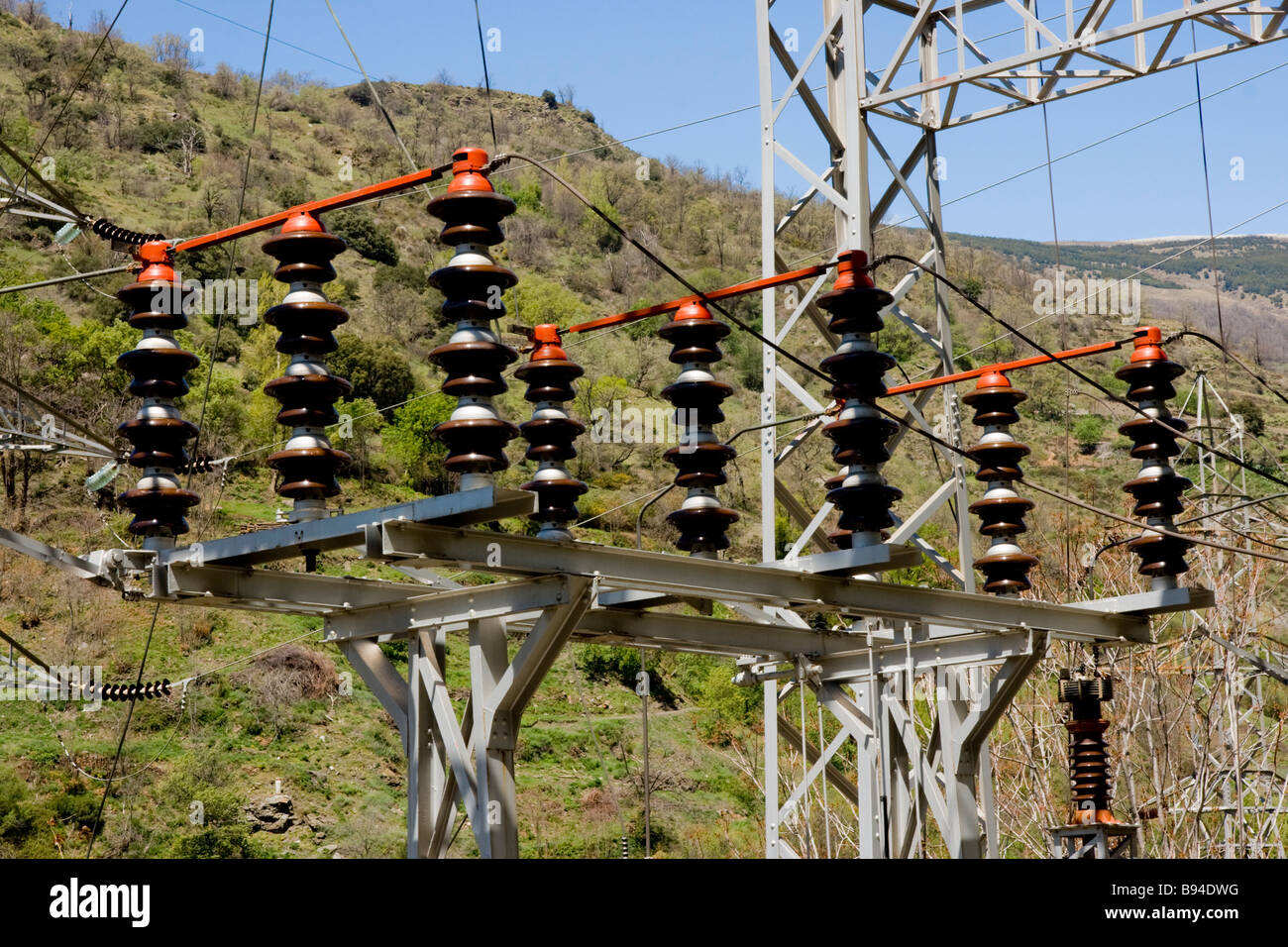 Europe Spain Andalucia Sierra Nevada mountains electrical substation ...