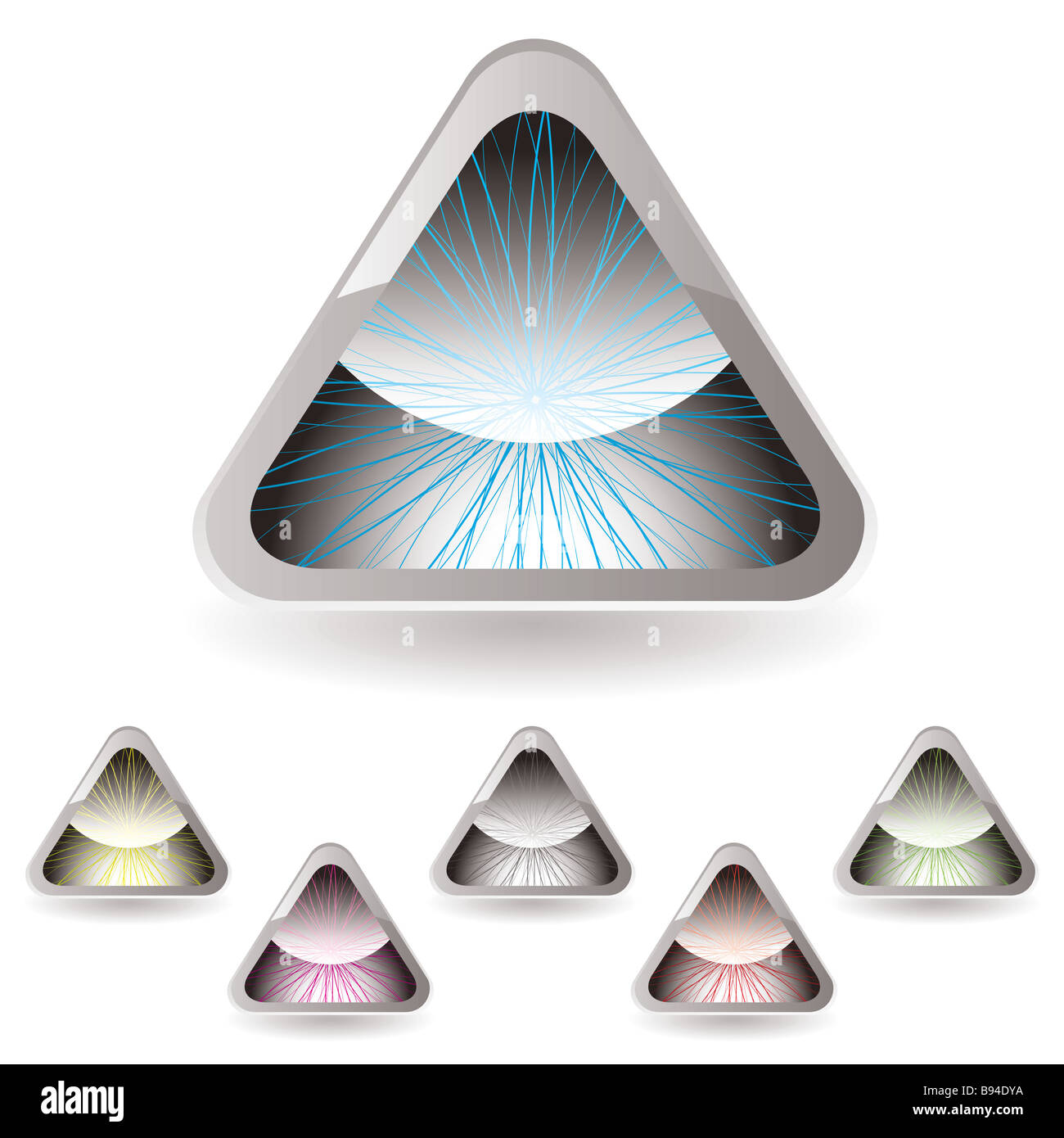 Triangle icon inspired by an human iris with shadow Stock Photo - Alamy