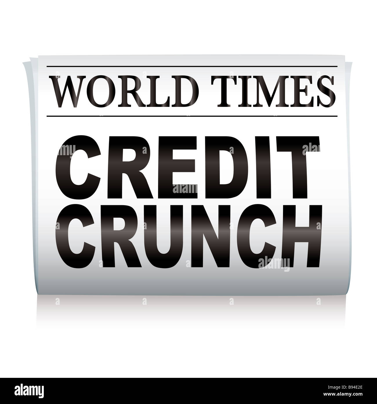 white newspaper with credit crunch headlines and shadow Stock Photo - Alamy