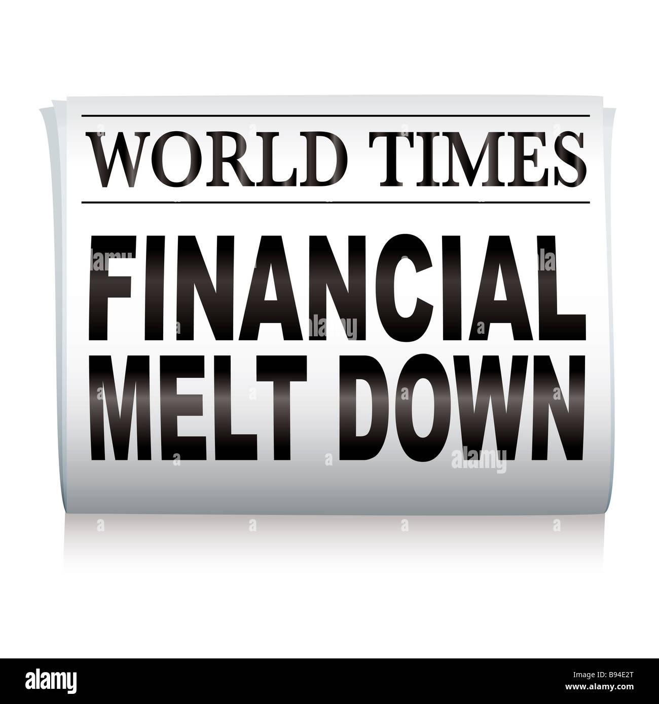 Financial credit crisis newspaper headline on white illustrated paper ...