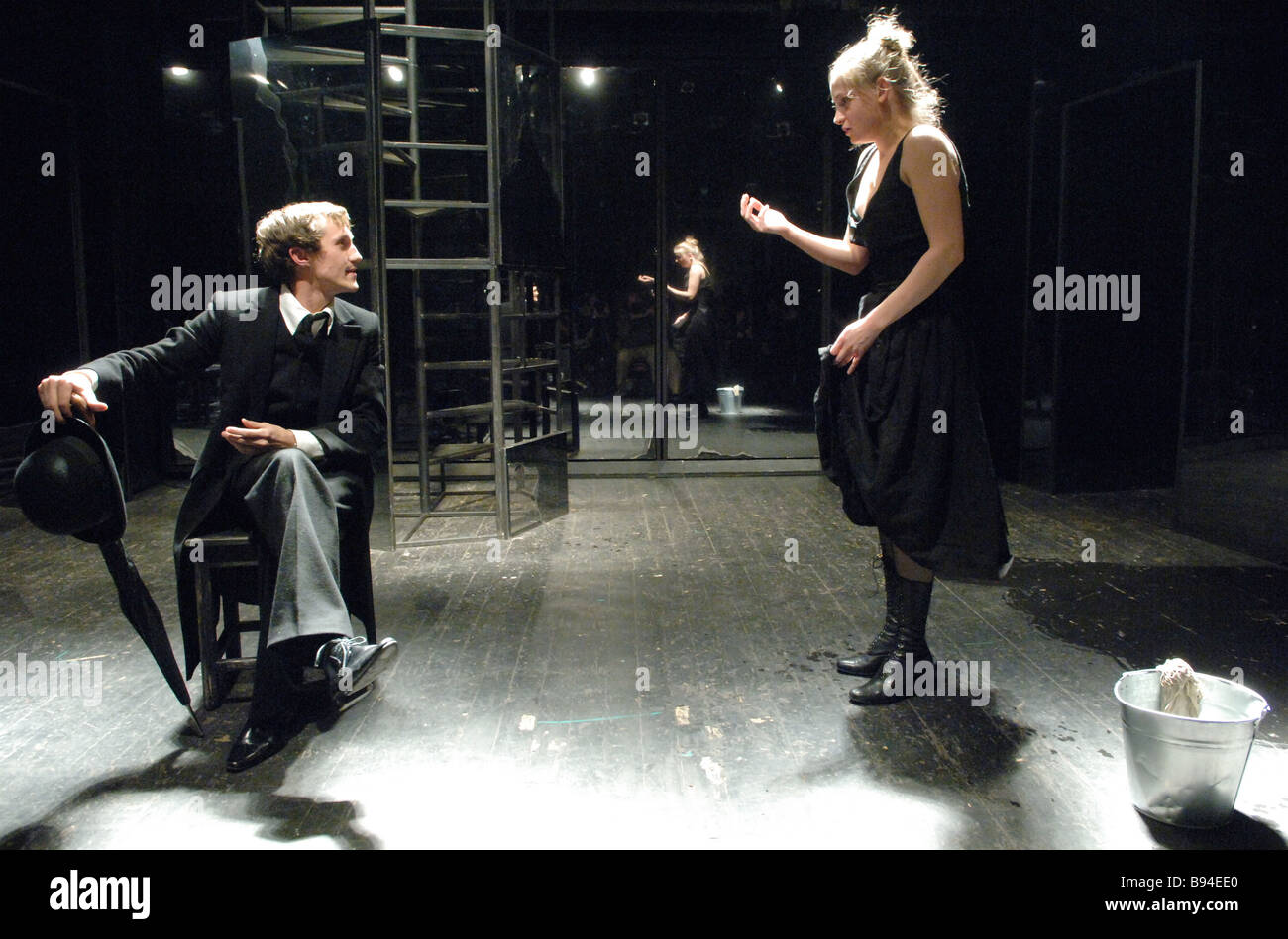Scene from play Kafka directed by Konstantin Bogomolov and shown for ...