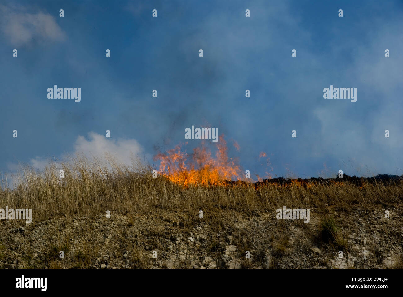 Europe Spain fire roadside embankment Stock Photo - Alamy