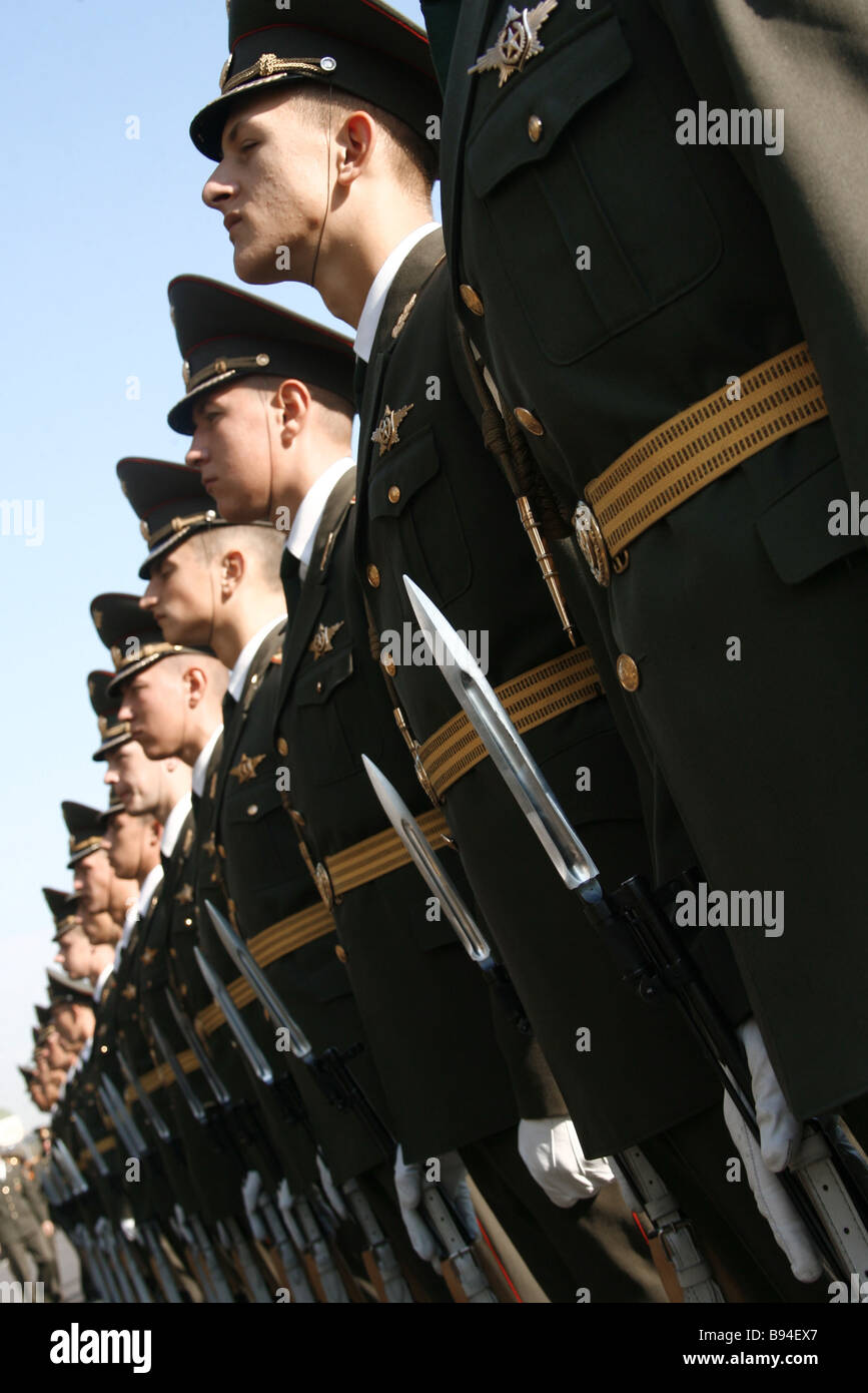 A flag raising ceremony of the Moscow Military District Stock Photo - Alamy
