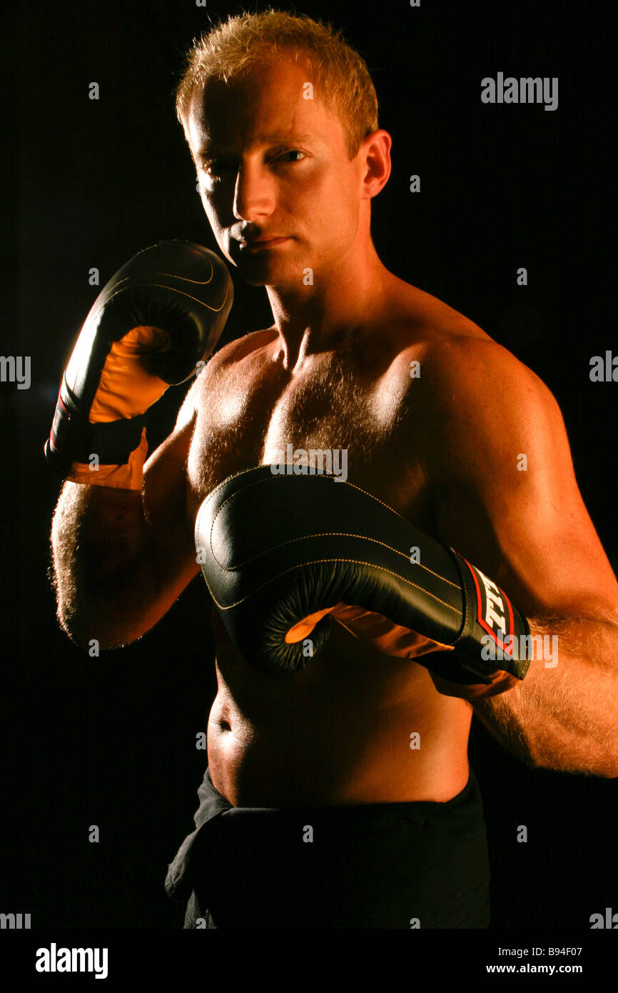 Fit caucasian Male boxing Stock Photo - Alamy