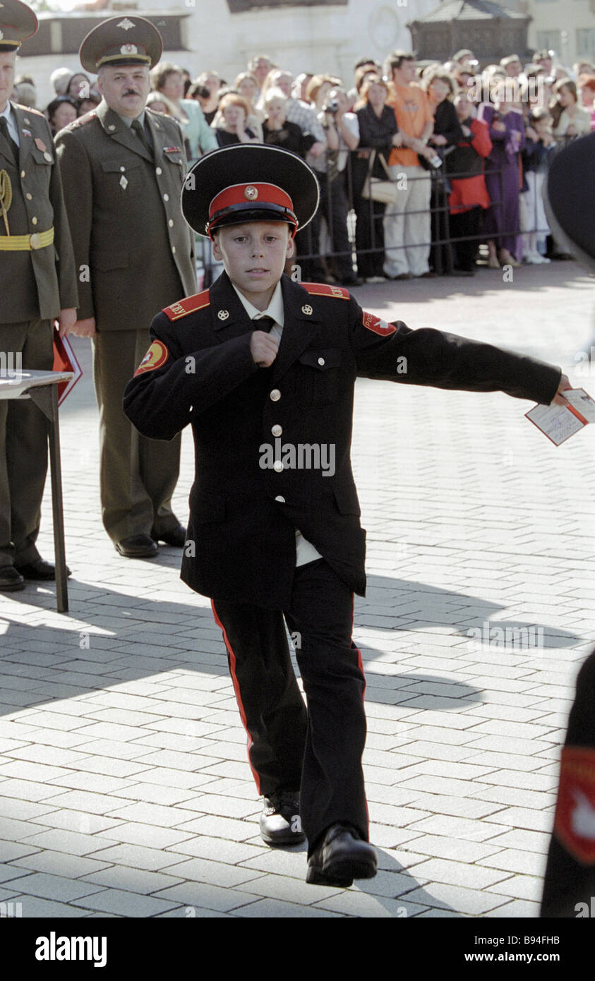 Suvorov military school cadet receives ID card during initiation ...