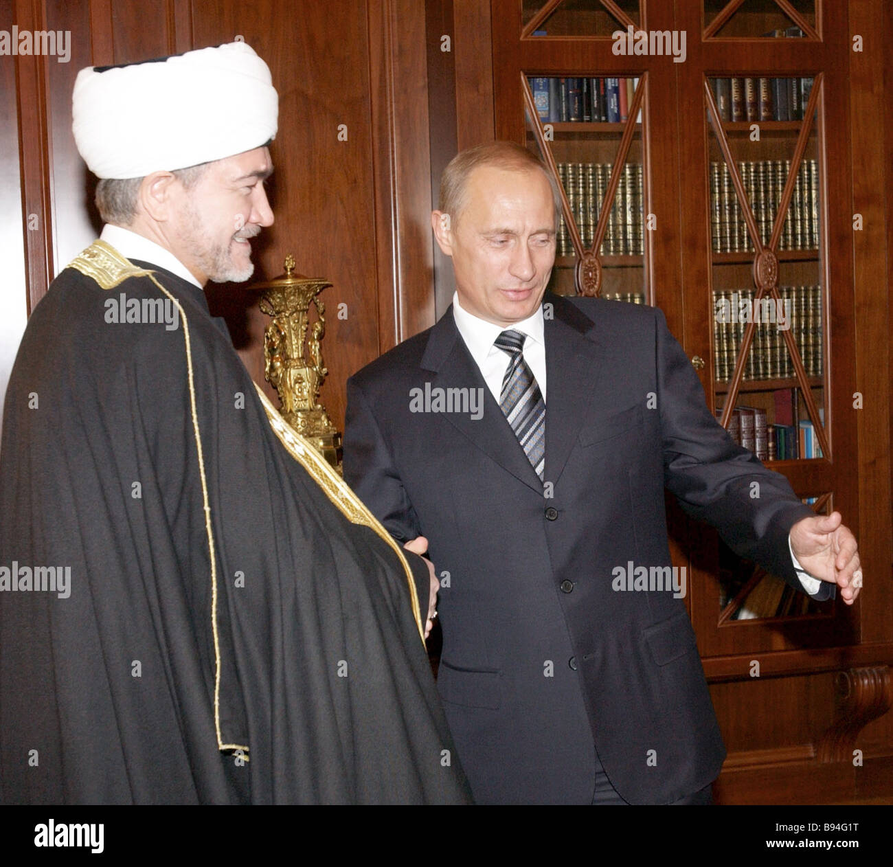 Russian President Vladimir Putin meeting Chief Mufti of Russia Ravil ...