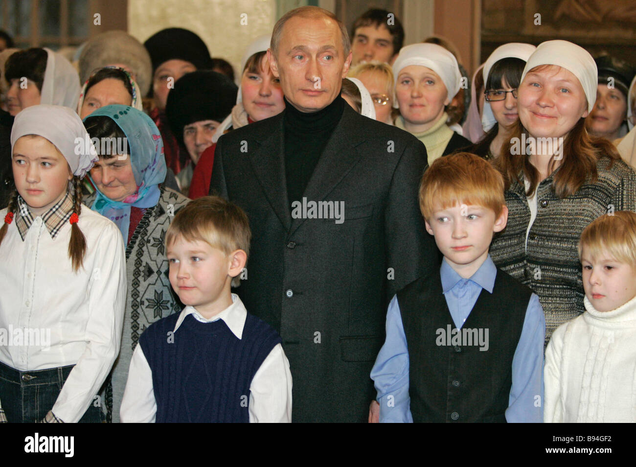 Russian President Vladimir Putin during Christmas service at the Church ...