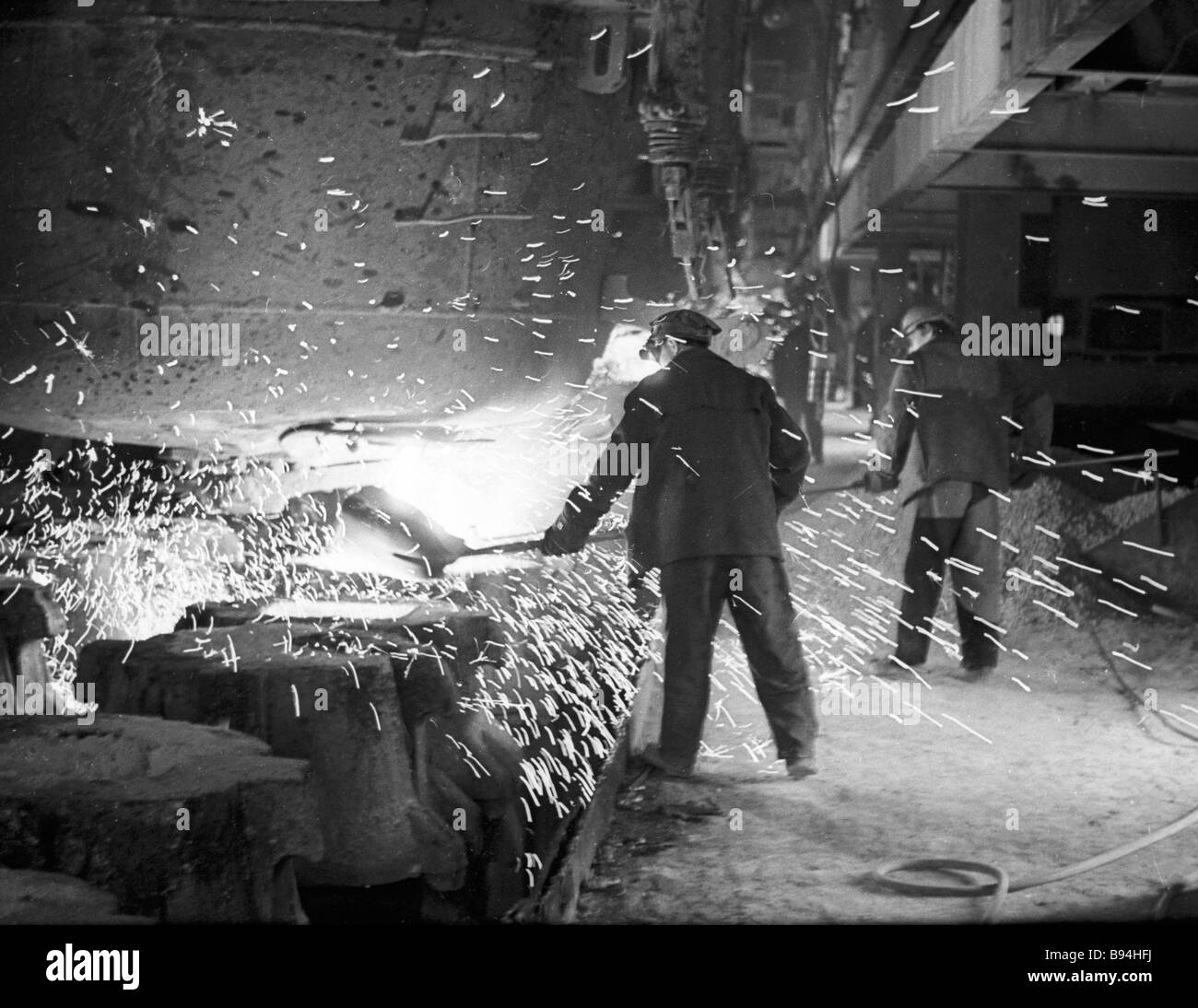 Steel teeming at the first engineering department of the 50th October ...