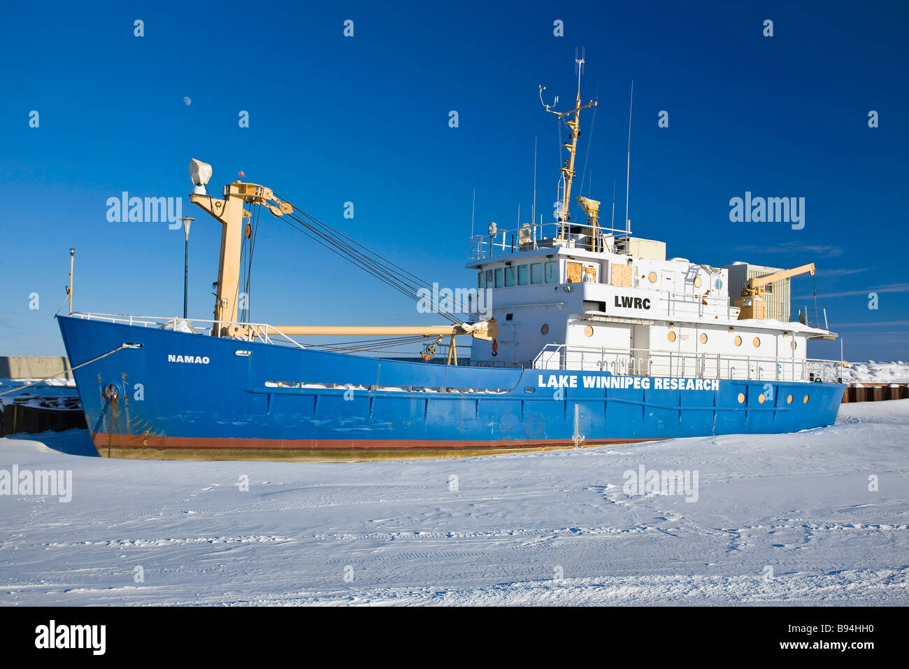 Canadian Coast Guard Research Vessel, The Namao, in the winter ice on ...