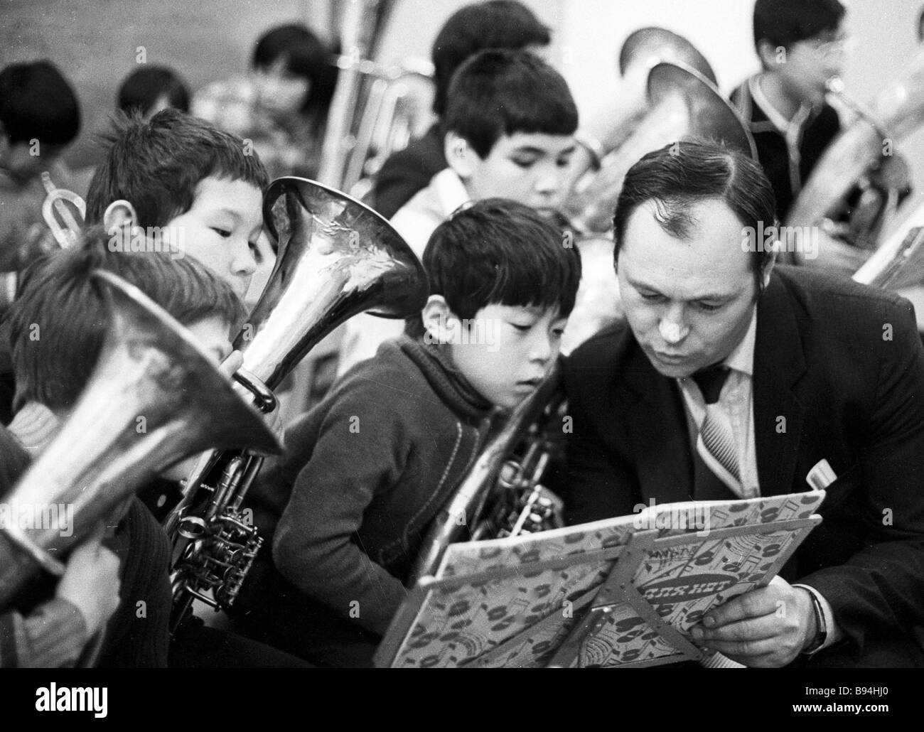 Children of Nivkhi Northern nationality learn to play wind instruments ...