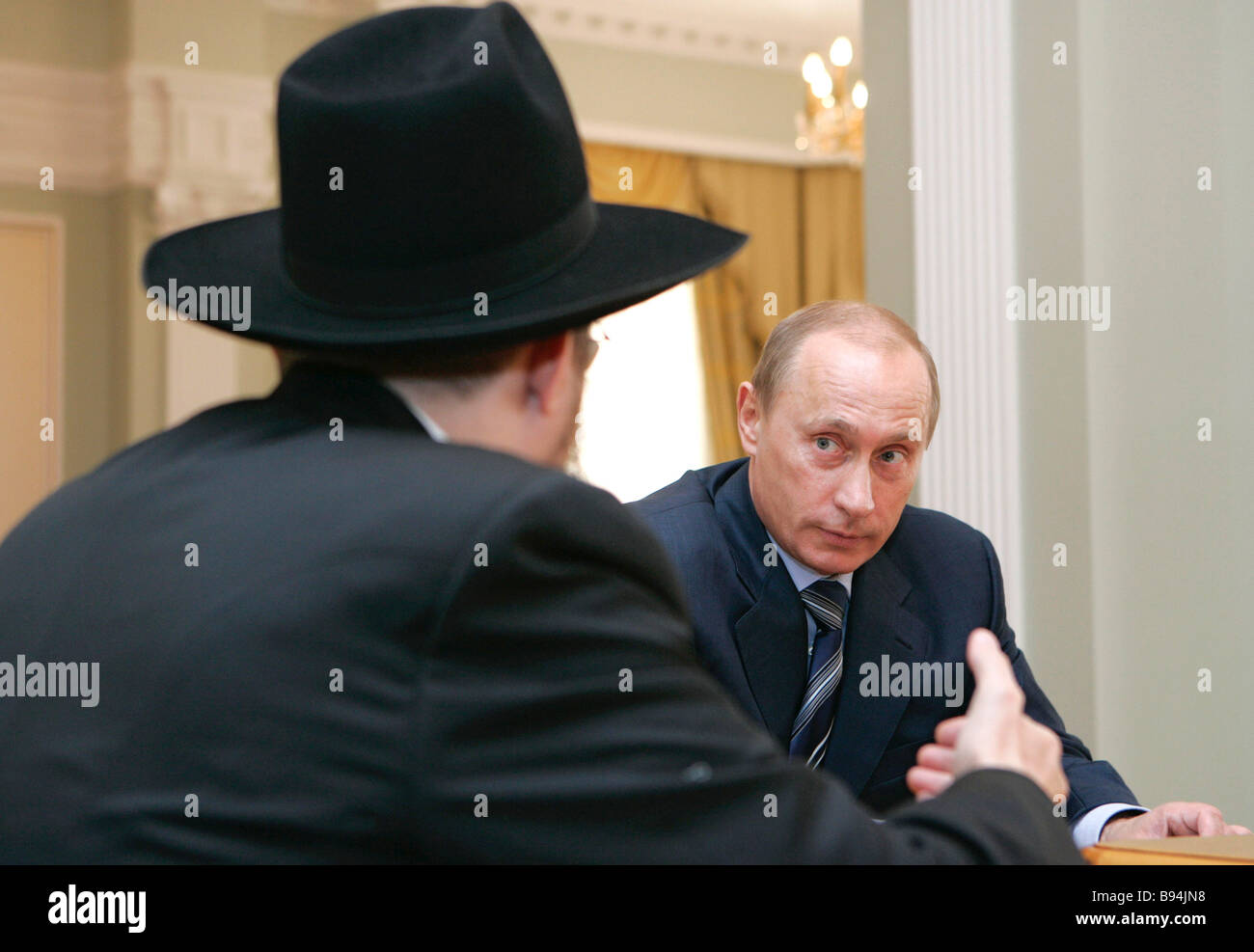 Russia s Chief Rabbi Berl Lazar left and Russian President Vladimir ...