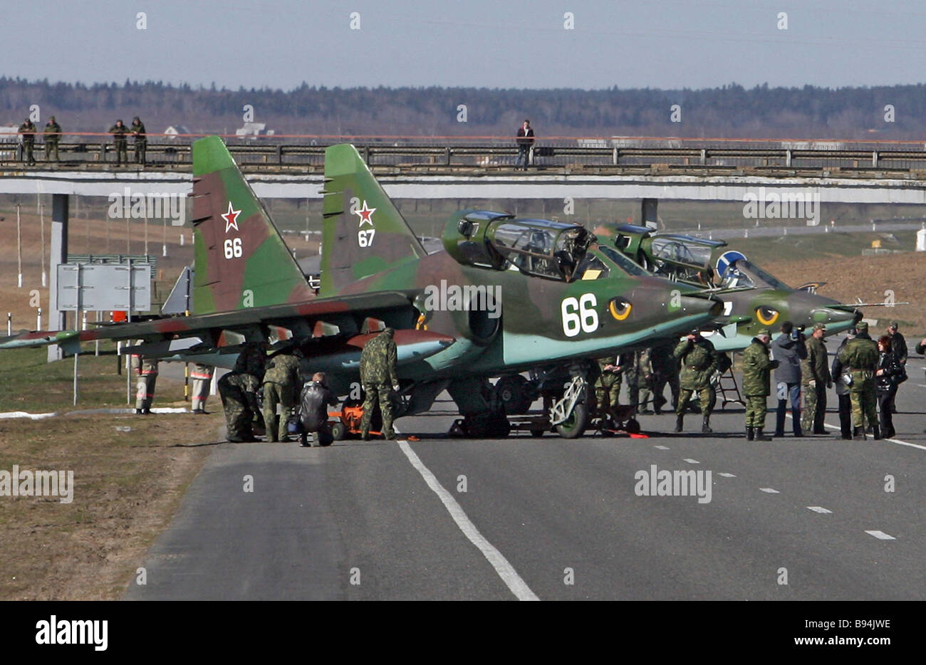 In a usual military exercises Belarusian Air Force SU25 fighters landed ...