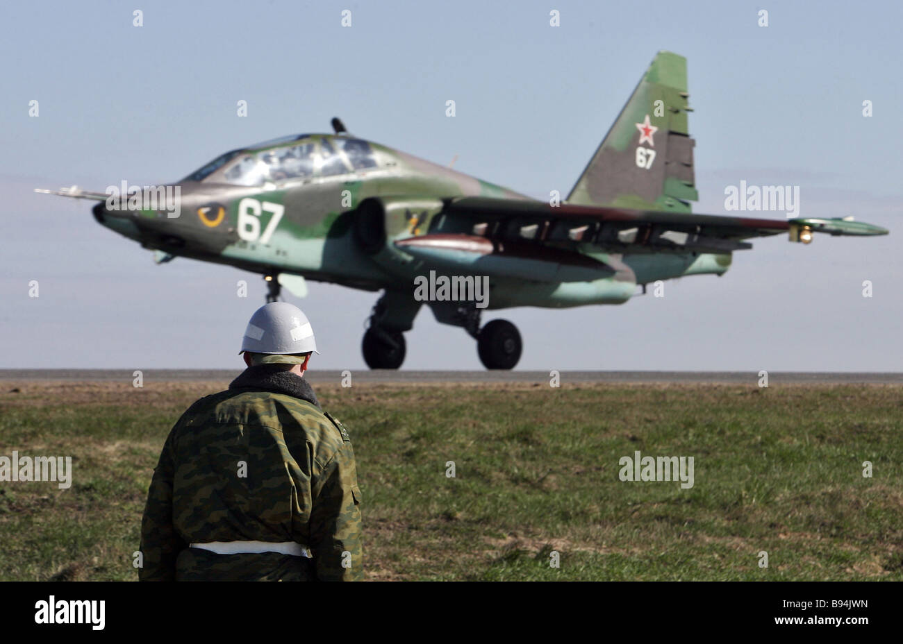 In a usual military exercises Belarusian Air Force SU25 fighters landed ...
