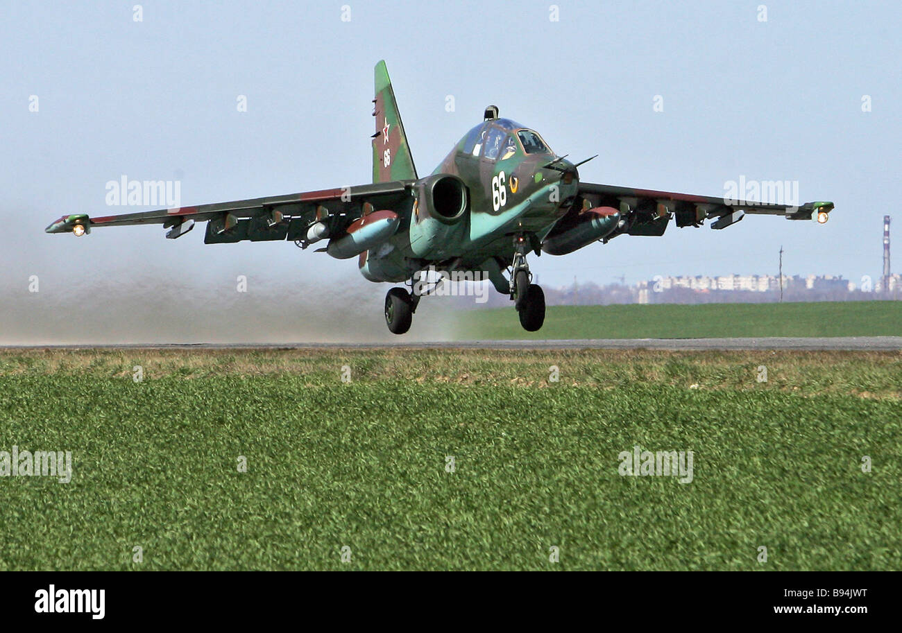 In a usual military exercises Belarusian Air Force SU25 fighters landed ...