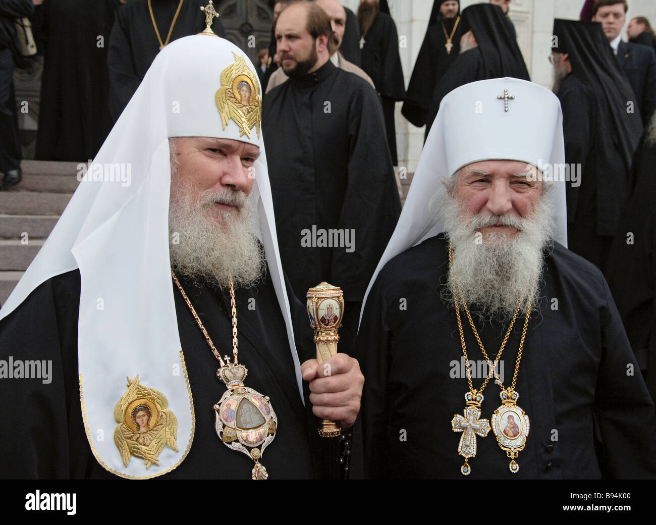 Patriarch Alexy II of Moscow and All Russia left and First Hierarch of ...