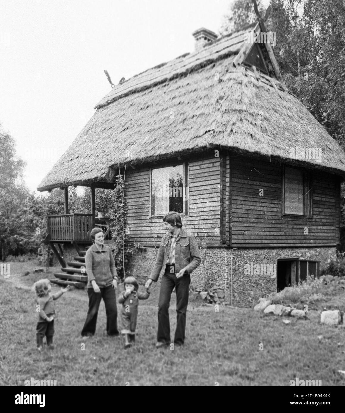 The Greicius family having a rest on their garden plot Stock Photo - Alamy
