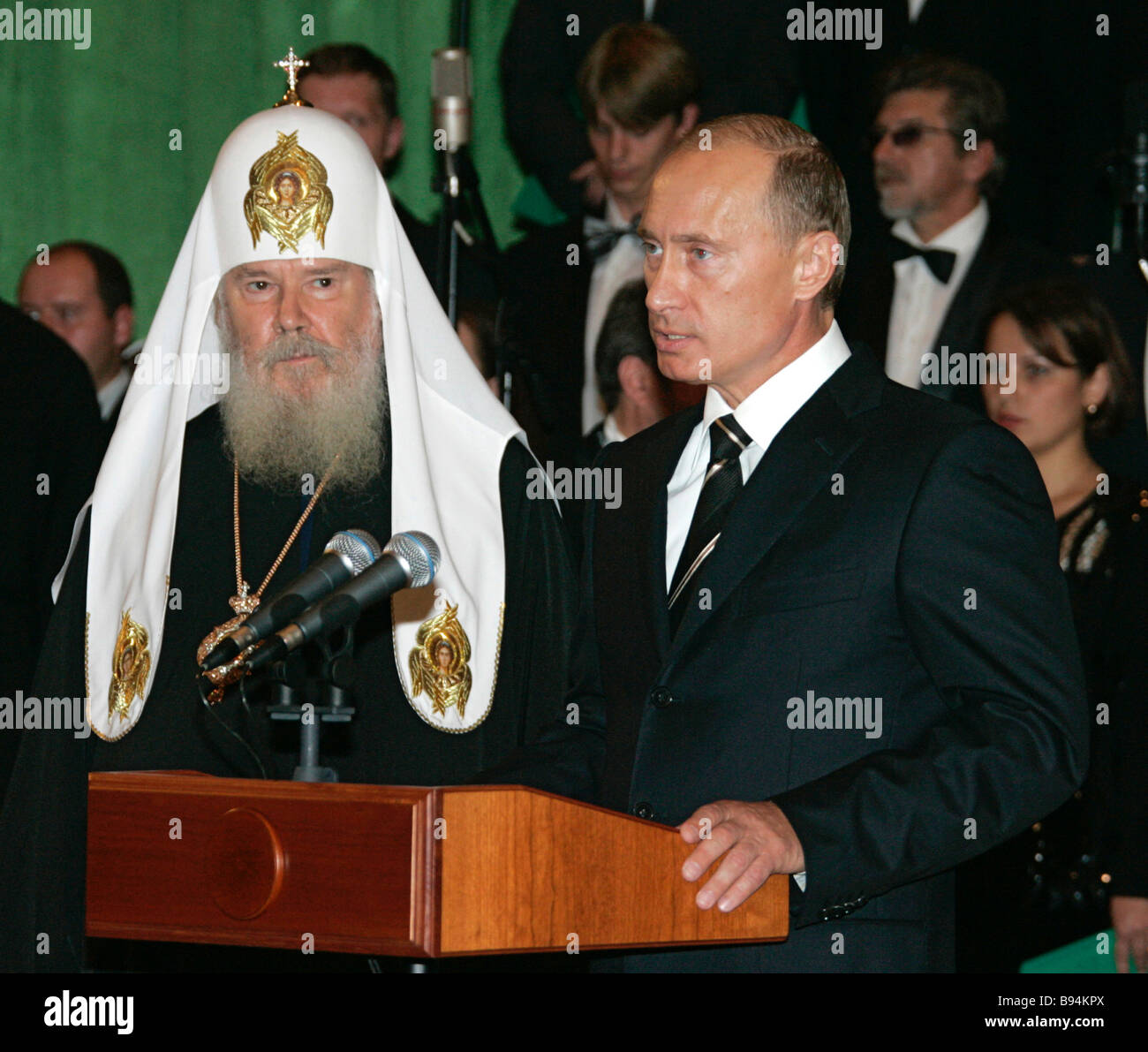 Russian President Vladimir Putin right speaking at the Cathedral of ...