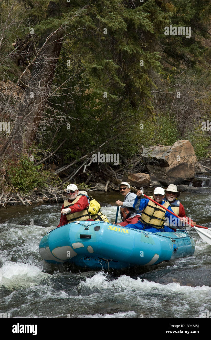 Rafters run the Taylor River upstream from Almont, Colorado Stock Photo ...