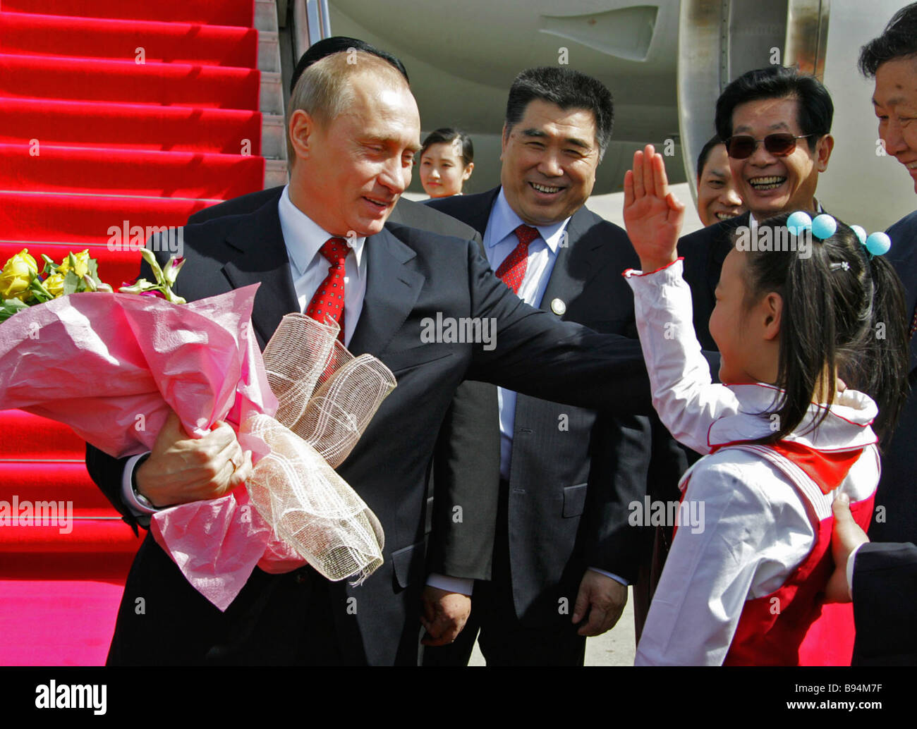 Russian President Vladimir Putin at the official meeting in Denfen ...