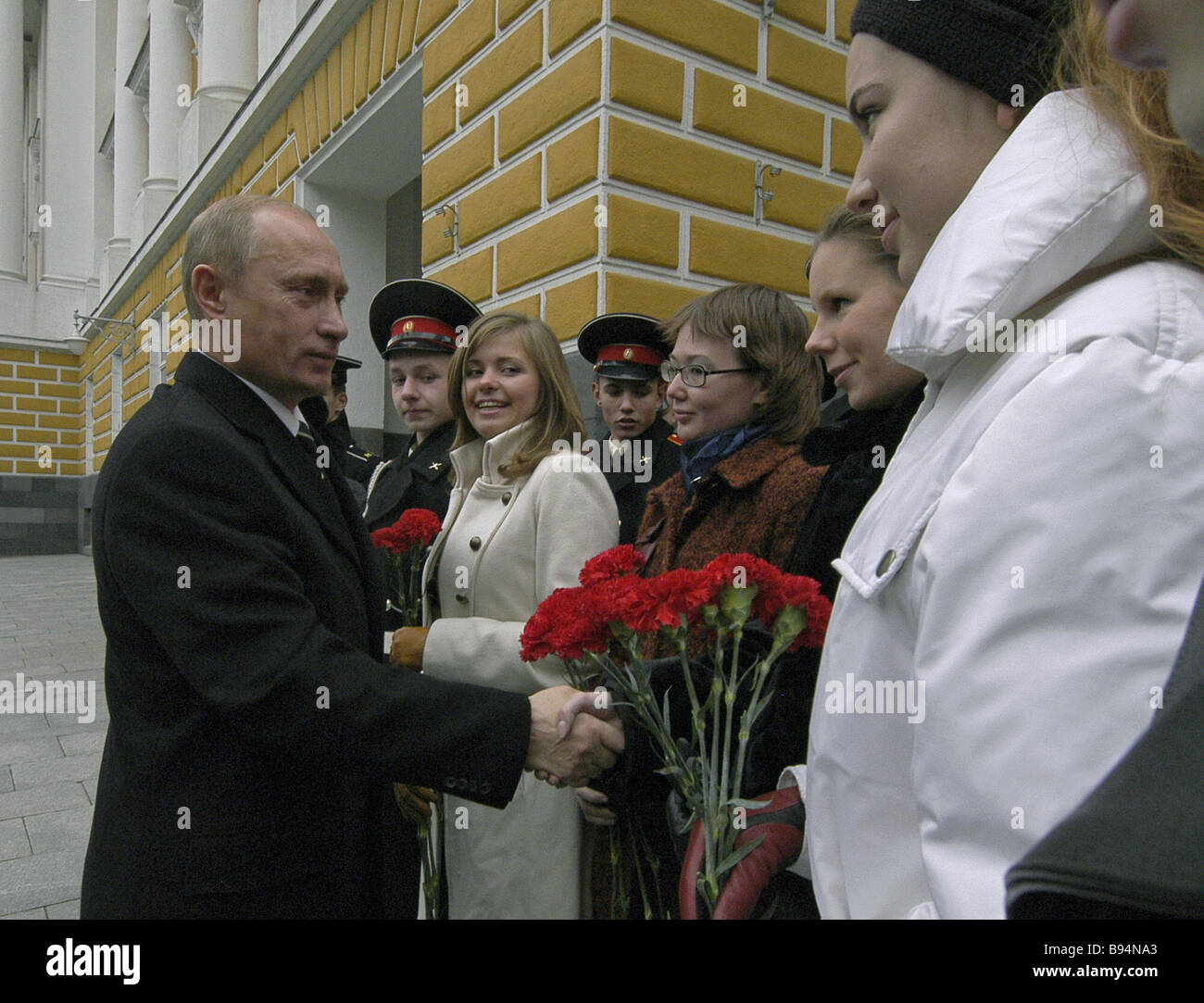 Russian President Vladimir Putin left in a meeting with activists of ...
