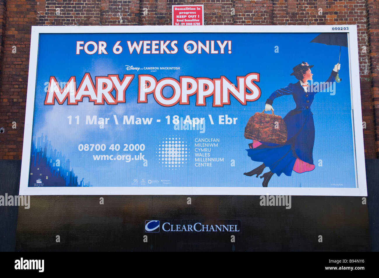 Bilingual English & Welsh advertising billboard for Mary Poppins show ...