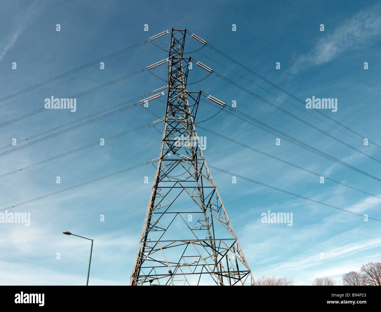 Pylon and Street Lamp Stock Photo - Alamy