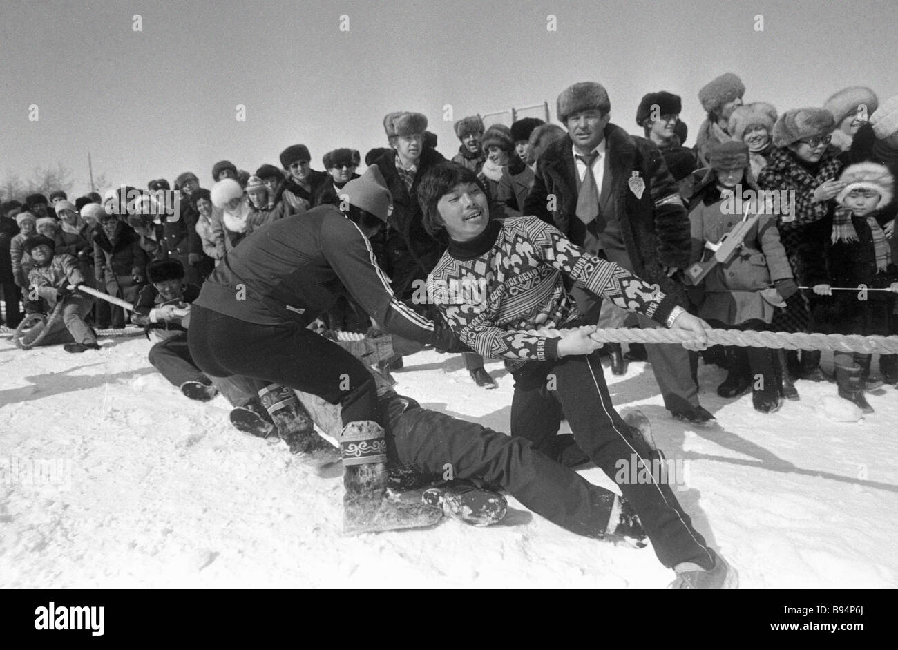 A tug of war in Nogliki community at a traditional festival of the ...