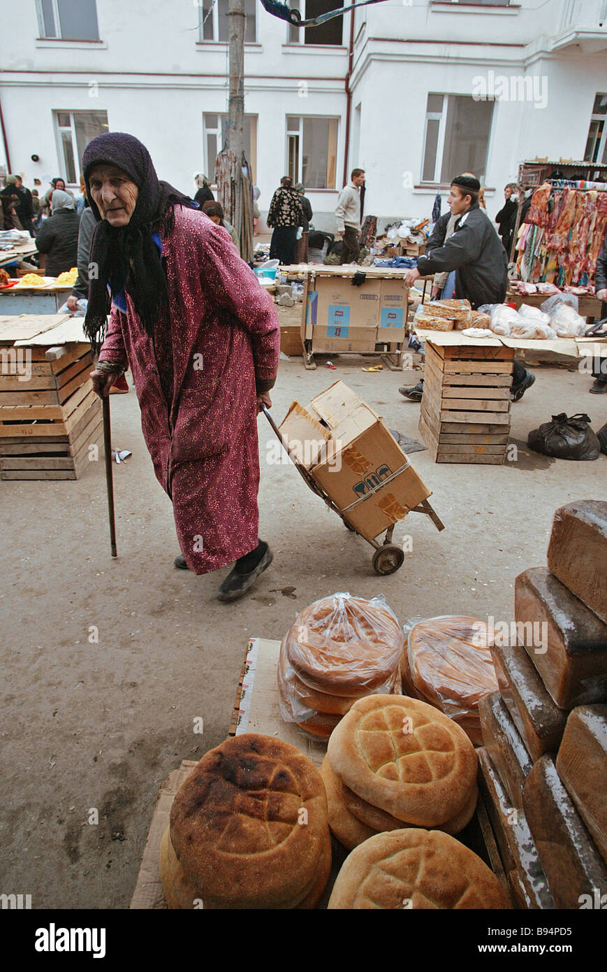A market in Grozny the Chechen capital on the eve of Uraza Bairam ...