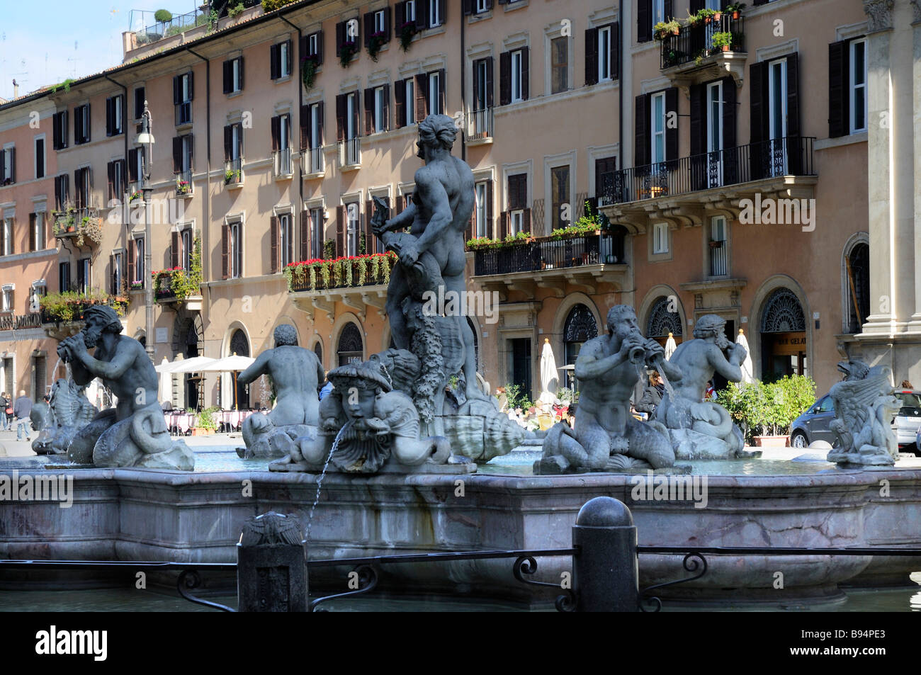 The Fountains of the Piazza Navona in Rome Italy Stock Photo - Alamy