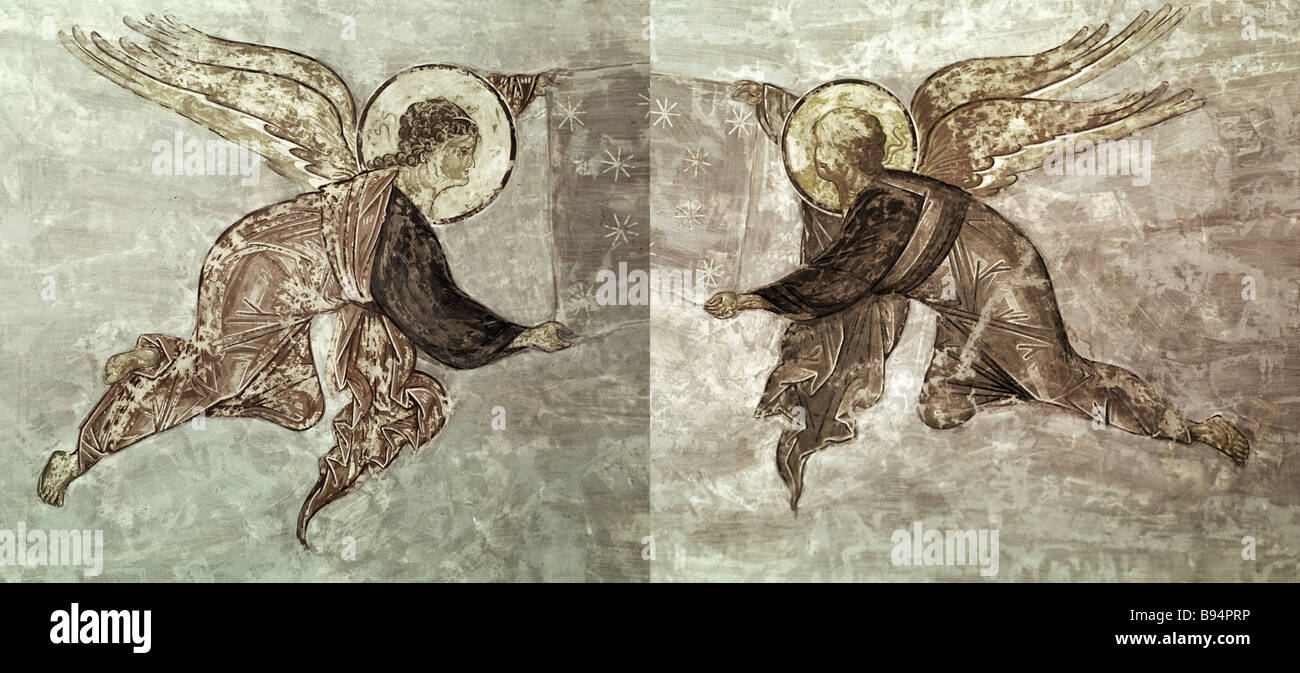 Angels Holding a Scroll Fragment of the fresco From the composition The ...