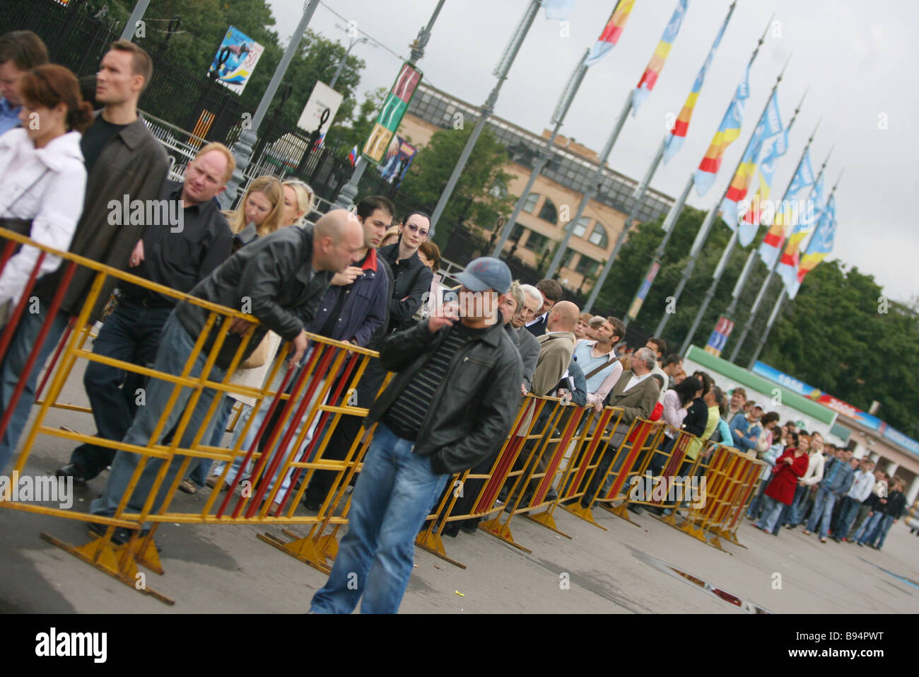Ticket line at the Luzhniki stadium to exchange tickets for the Madonna ...