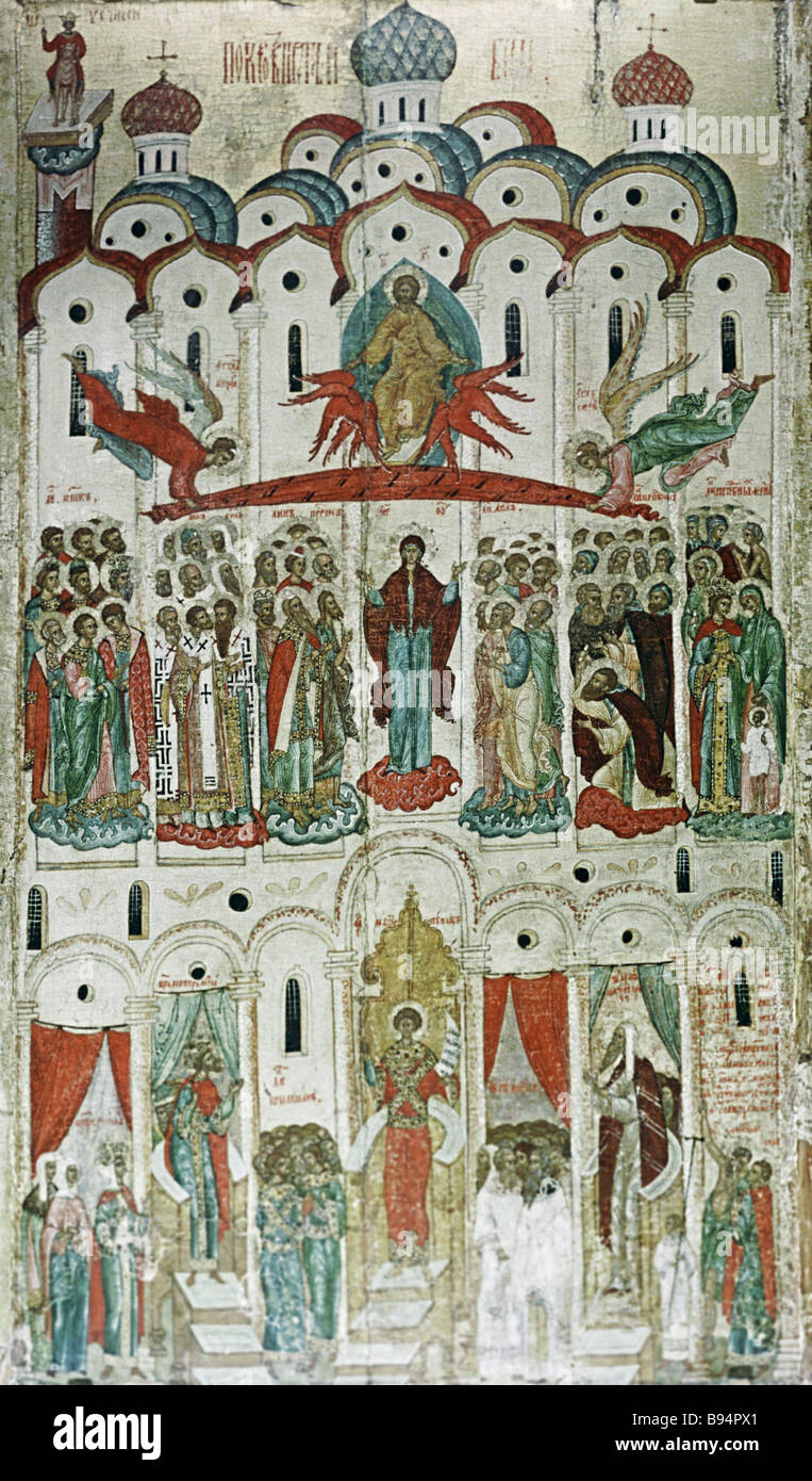 A copy of The Miracle of the Holy Virgin Protection icon Pokrov of the ...