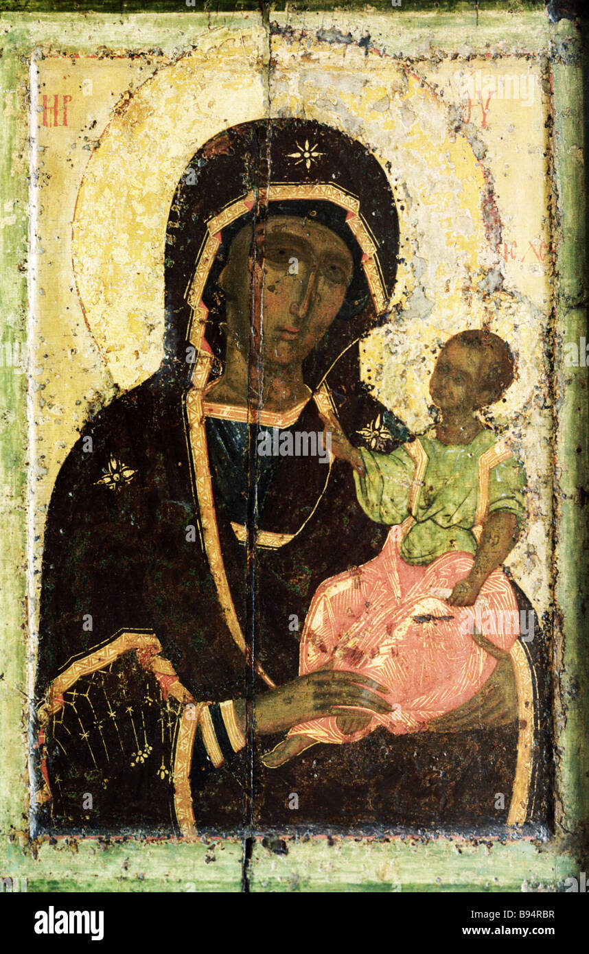 Our Lady Hodegetria Lodestar Icon Rostov Suzdal school 14th century The ...