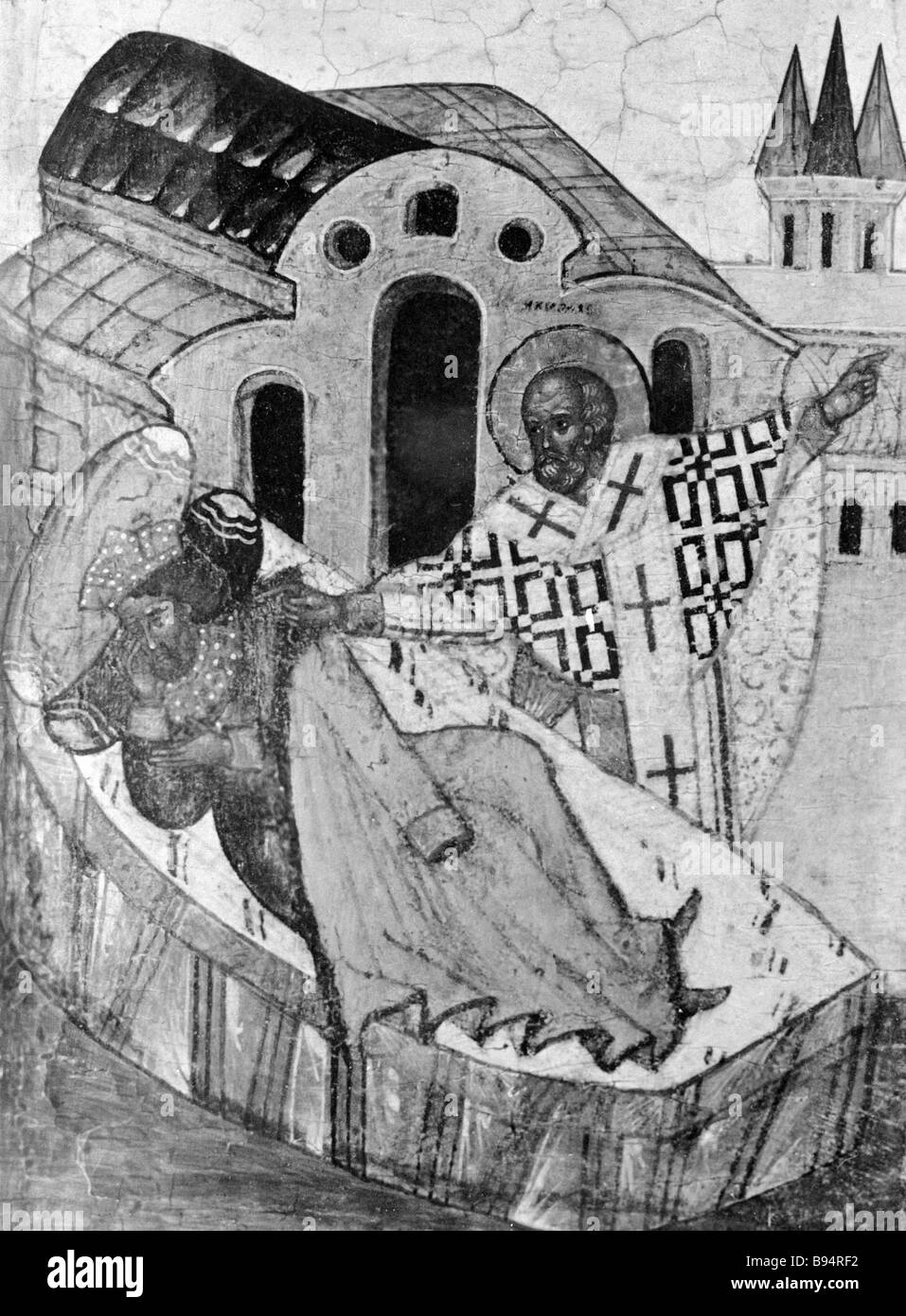 Reproduction of the 14th century icon St Nicholas with Life from museum ...