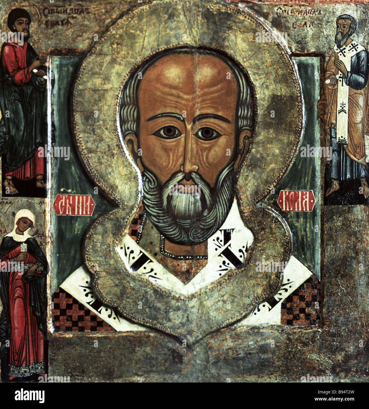 St Nicholas Icon Russian Northern style 17th century Volosovo village ...