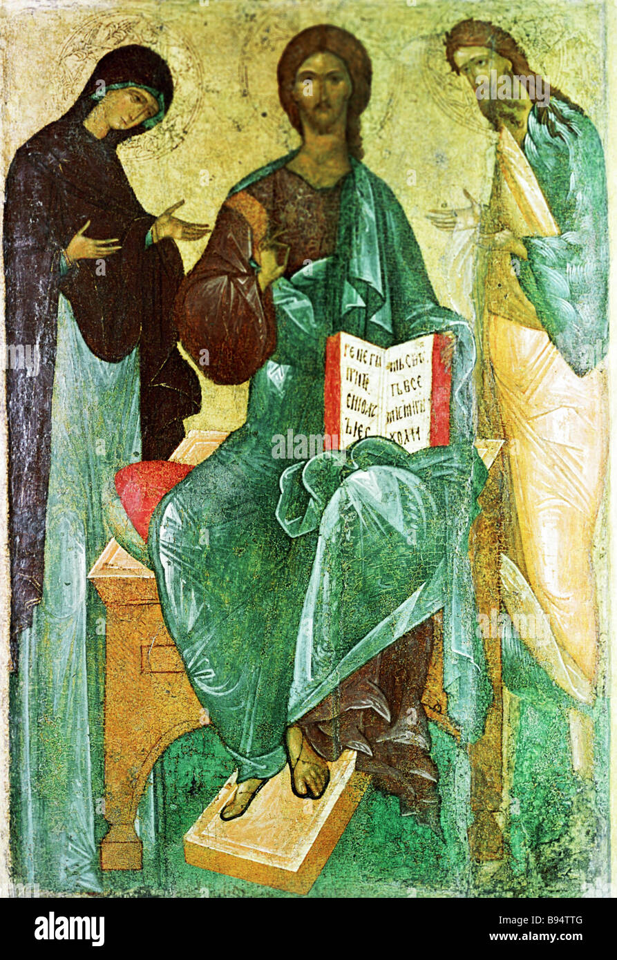 Christ Enthroned with the Mother of God and St John the Baptist Icon ...
