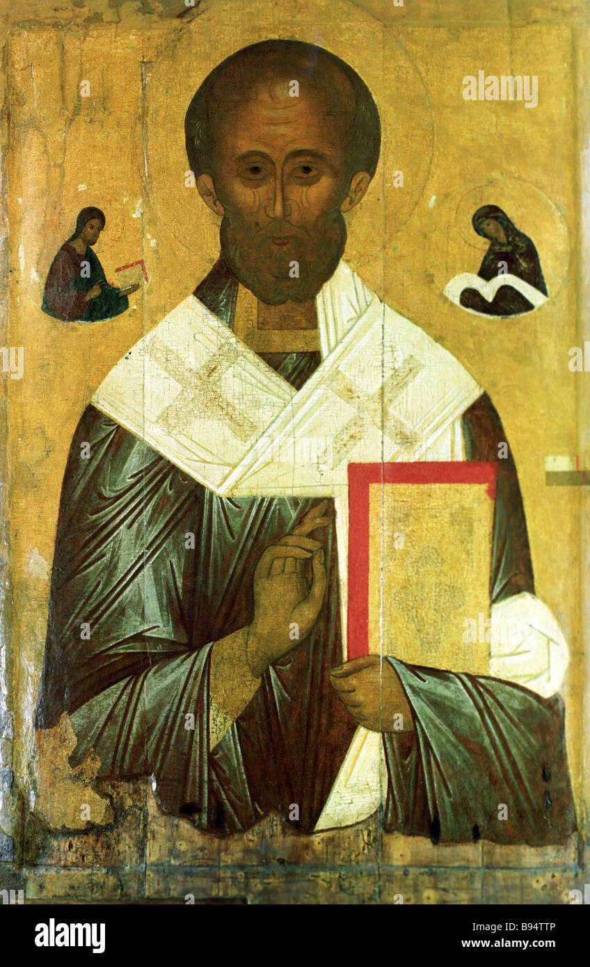 St Nicholas Icon Tver school 15th century Andrei Rublev Museum Moscow ...