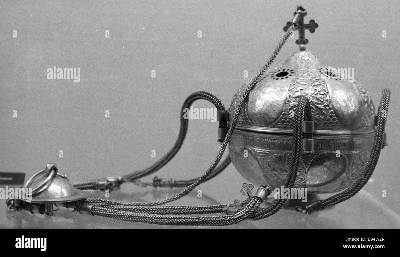 A 16th century silver censer exhibited at the Kremlin Armory Stock ...