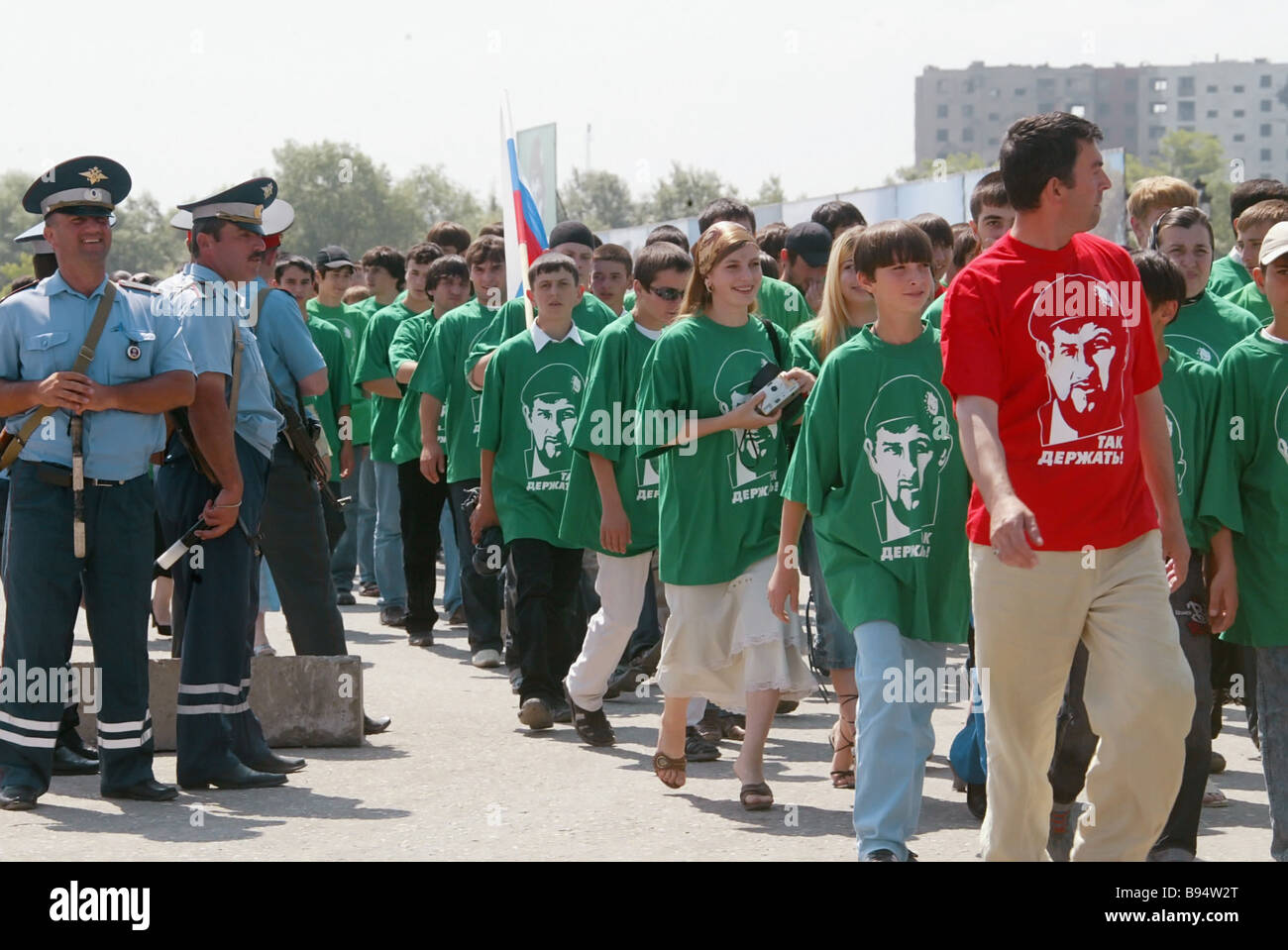 Young people take part in a public demonstration in Grozny Chechen ...