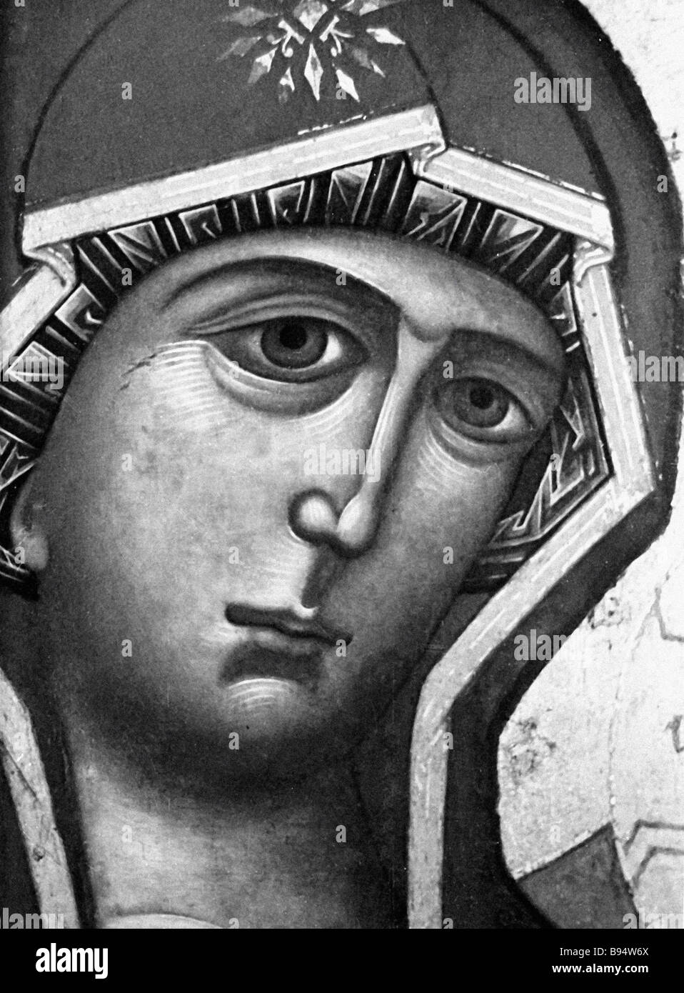 A reproduction of a fragment of the Tikhvin Icon of the Mother of God ...